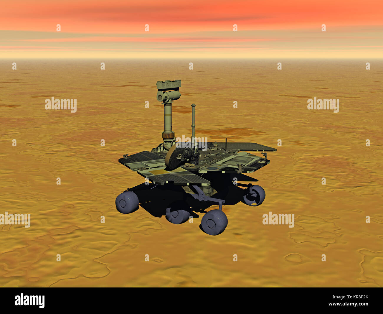 mars rover rolls over mars surface Stock Photo - Alamy