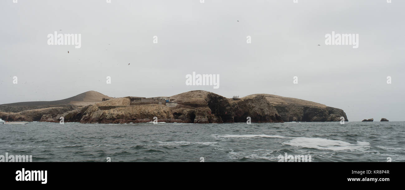Ballestas Islands Panoramic View with Flocking Birds in the Sky, Peru ...