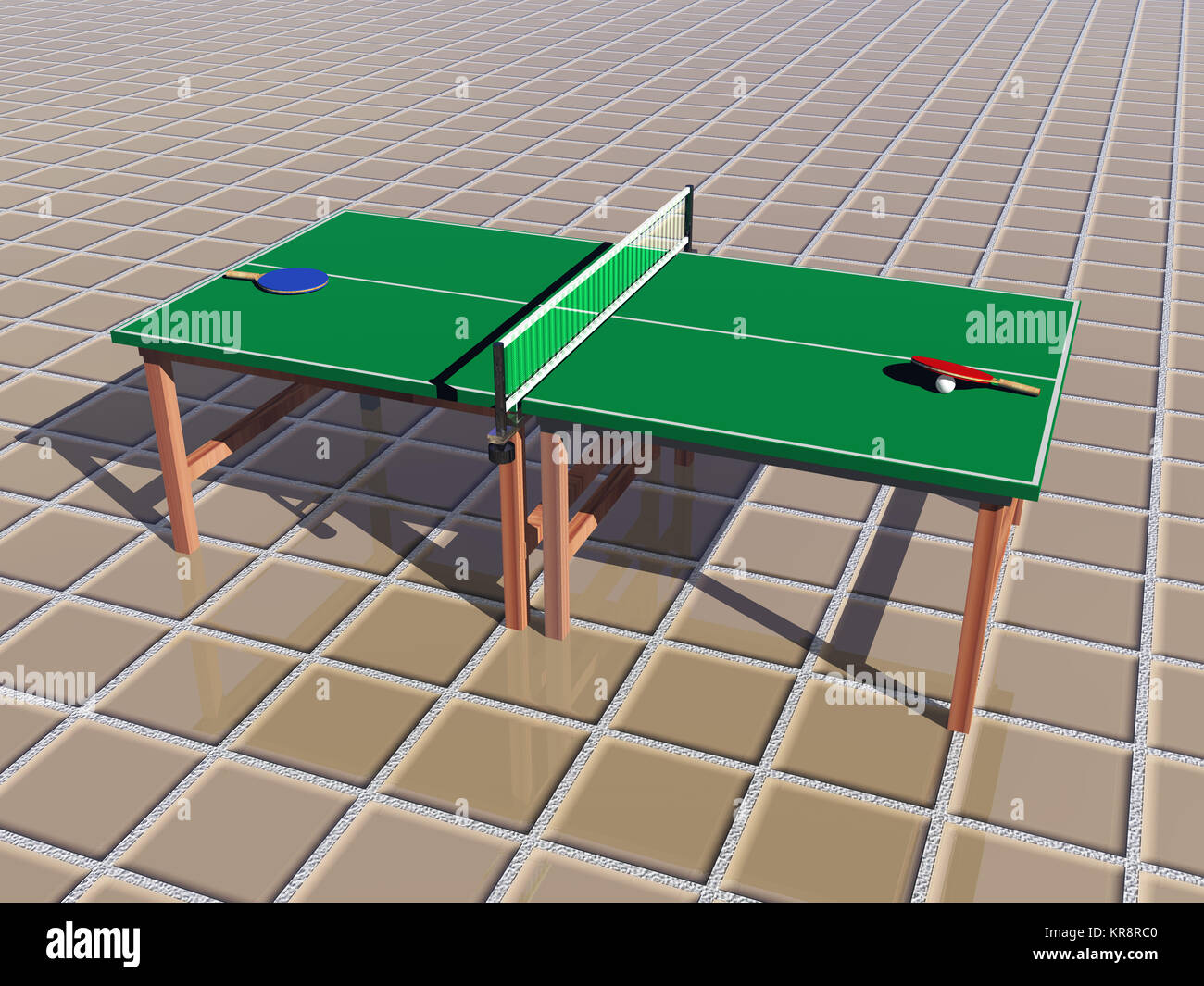 table tennis table with rackets Stock Photo - Alamy