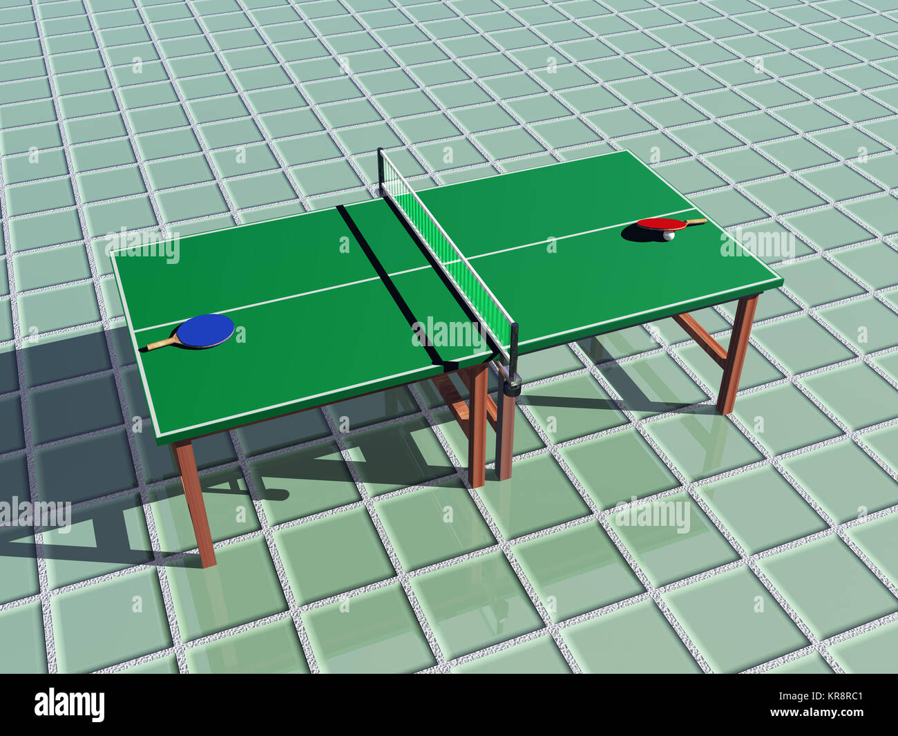 table tennis table with rackets Stock Photo - Alamy