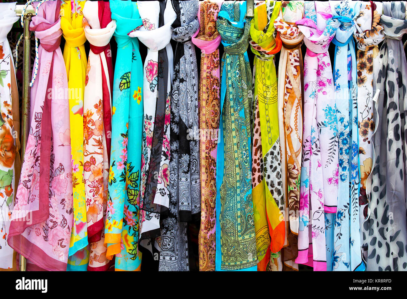 Colorful silk scarves Stock Photo - Alamy
