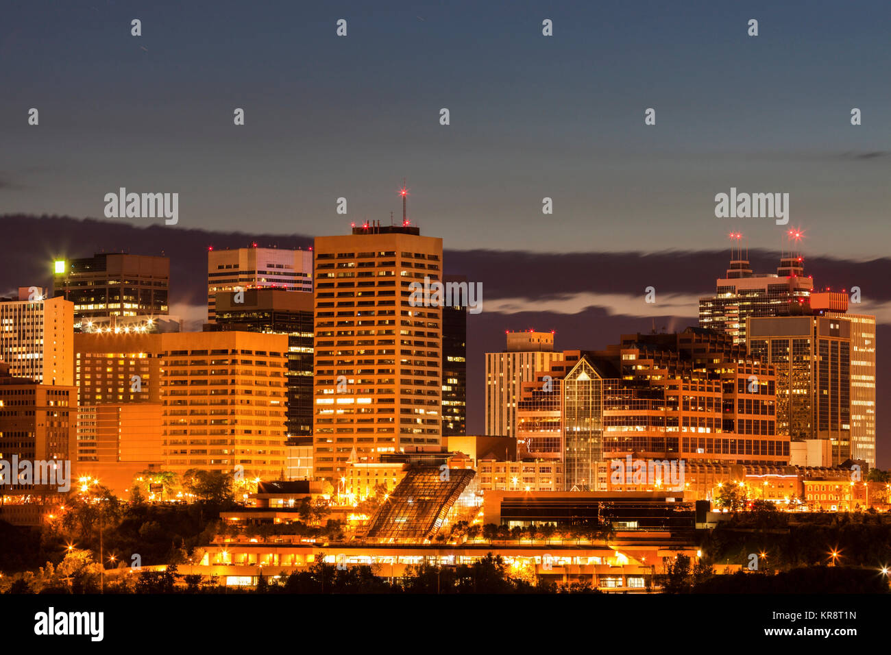 Canada, Alberta, Edmonton, Financial district at dusk Stock Photo - Alamy
