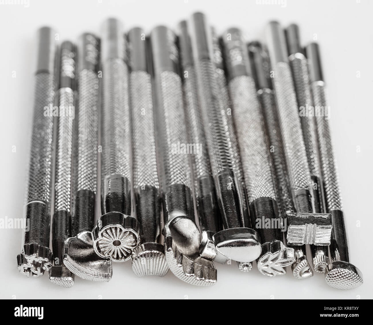 tools for stamping, carving, embossing on white Stock Photo - Alamy