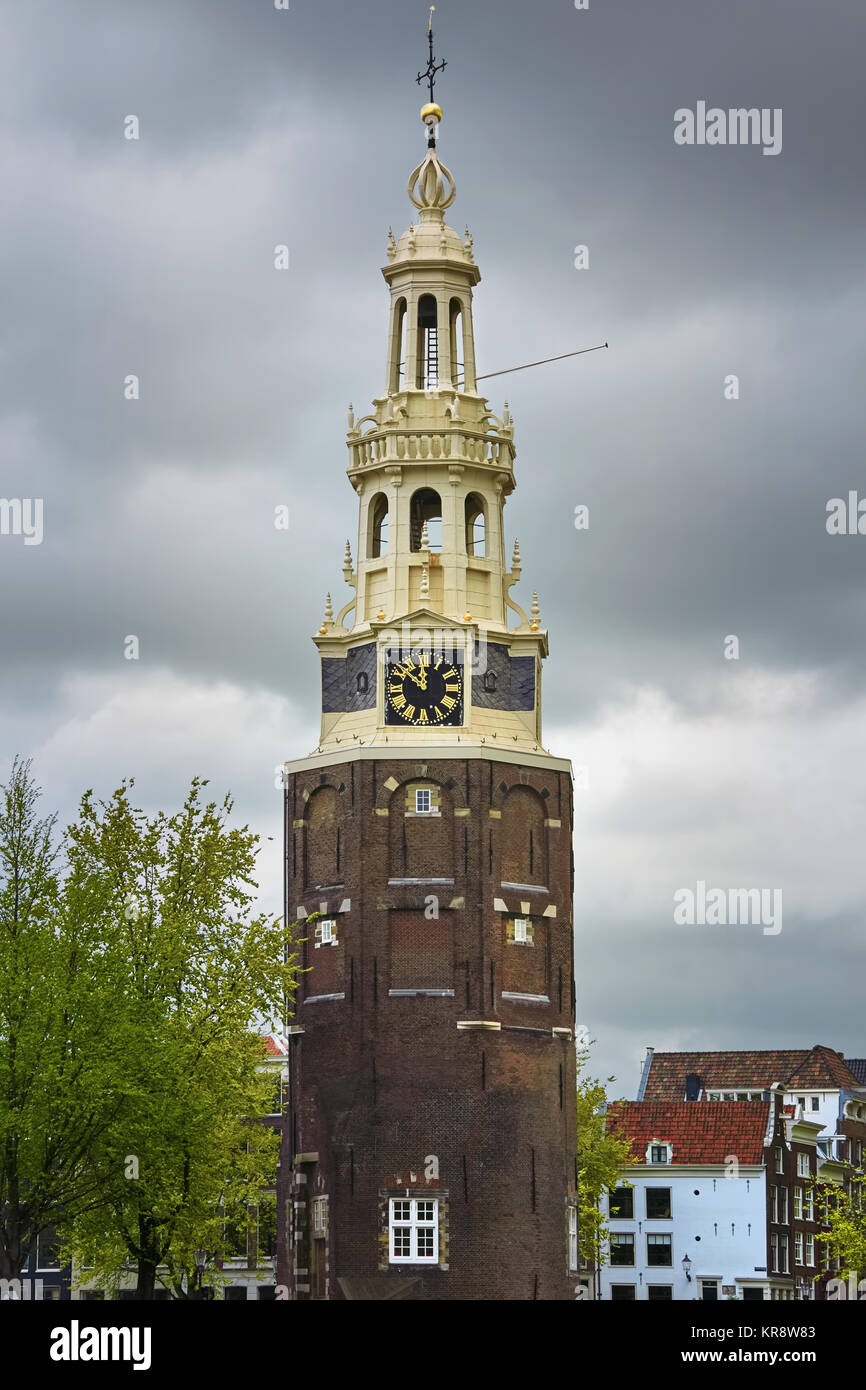 Clock Tower in Amsterdam Stock Photo - Alamy