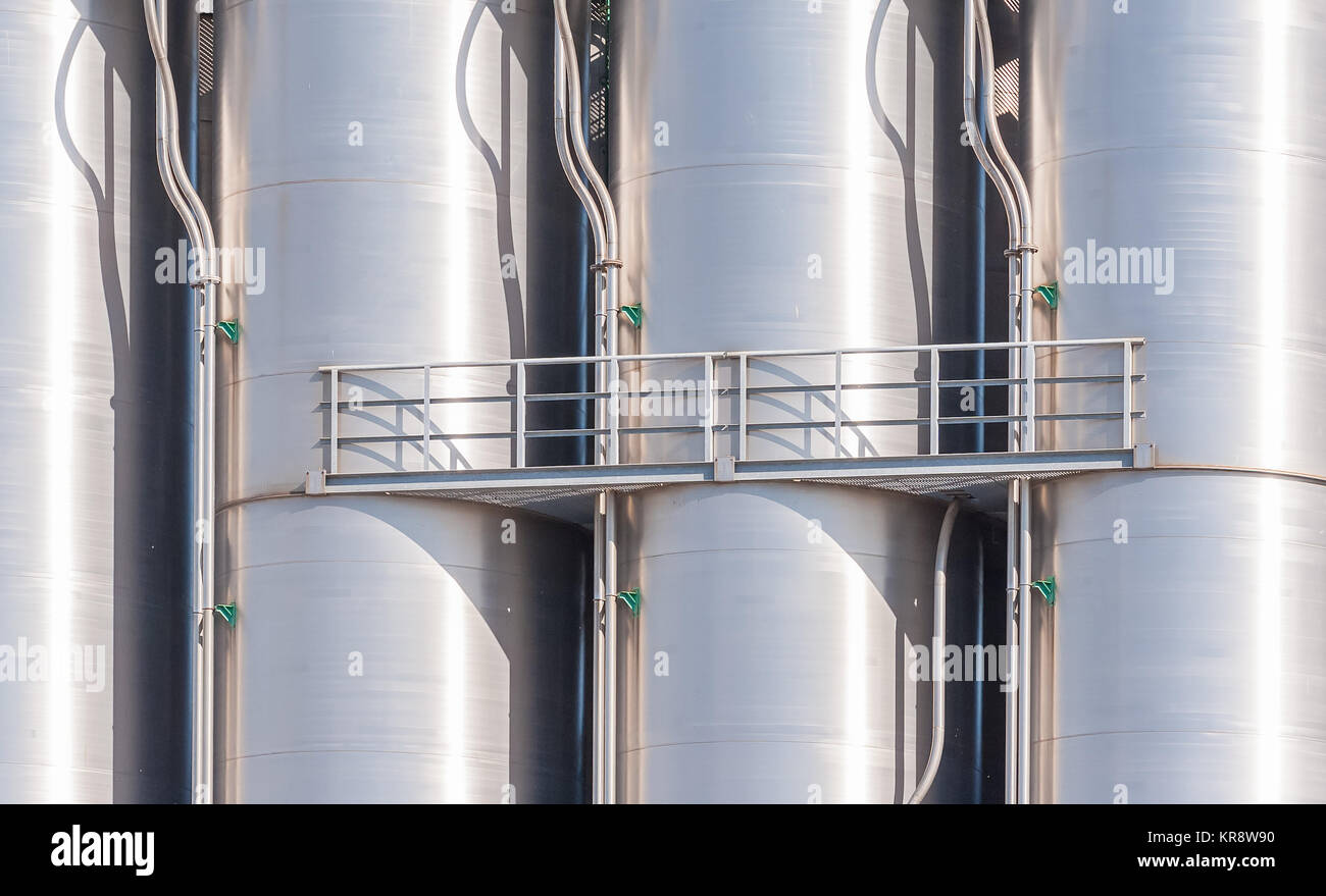 Detail of chemical plant, silos and pipes Stock Photo - Alamy
