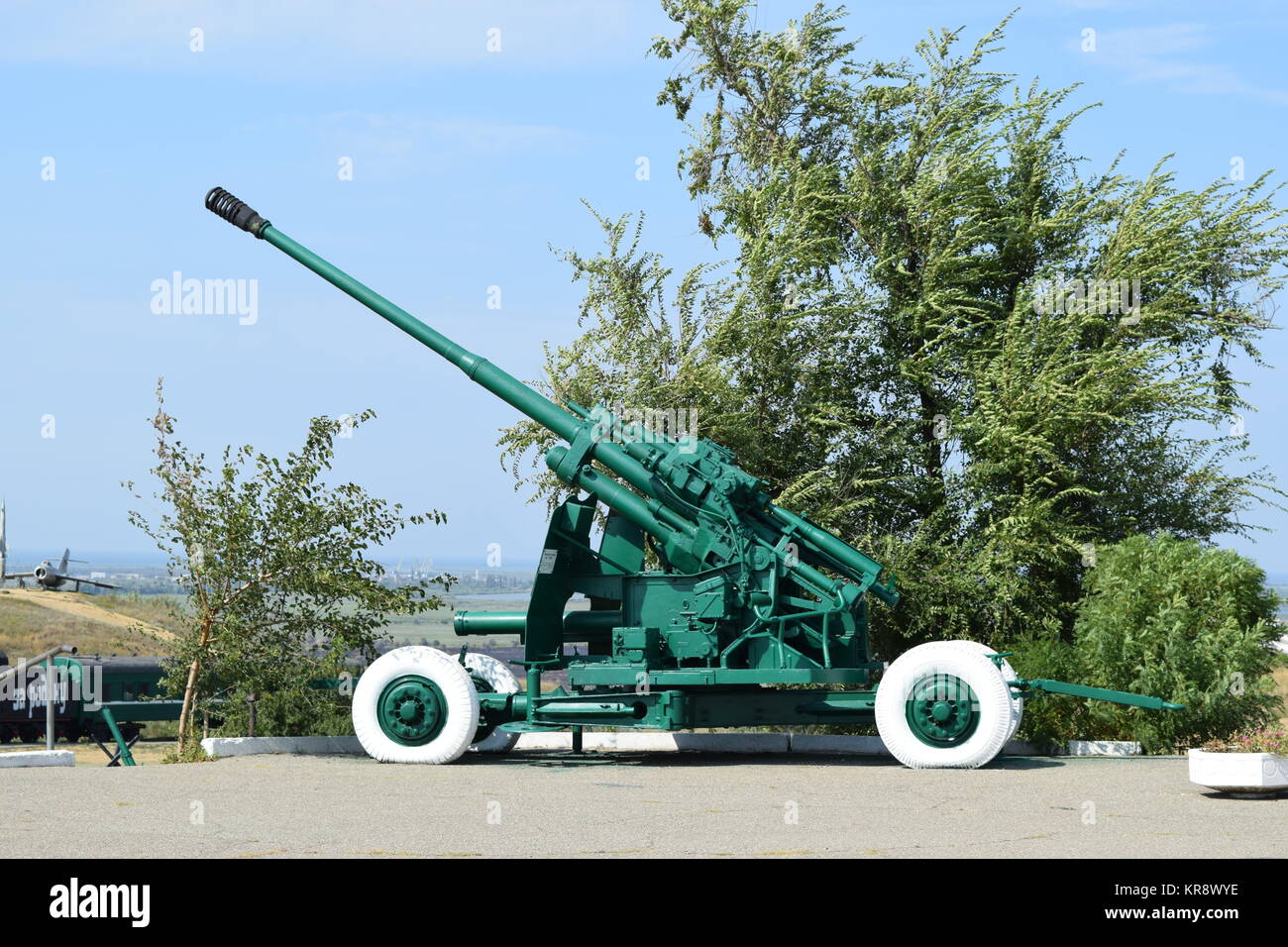Anti-aircraft guns. Museum of weapons Stock Photo - Alamy