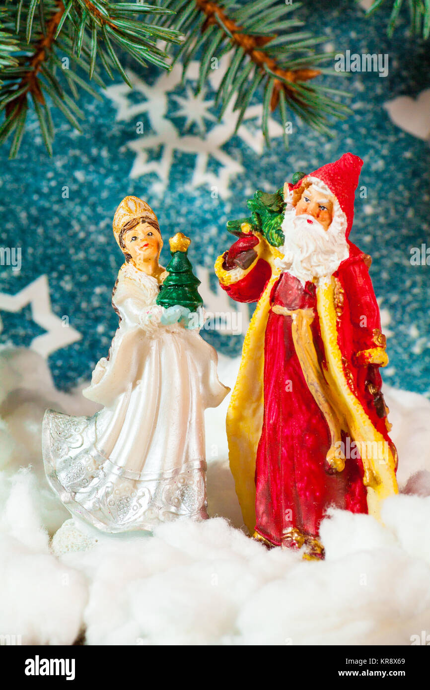 Christmas card background Santa Claus and Snow Maiden Russian Christmas ...