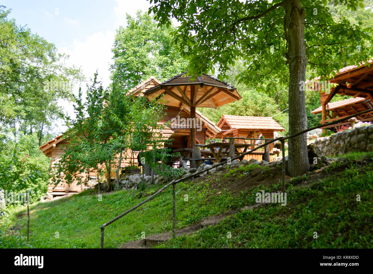 small ethno restaurant in the woods Stock Photo - Alamy