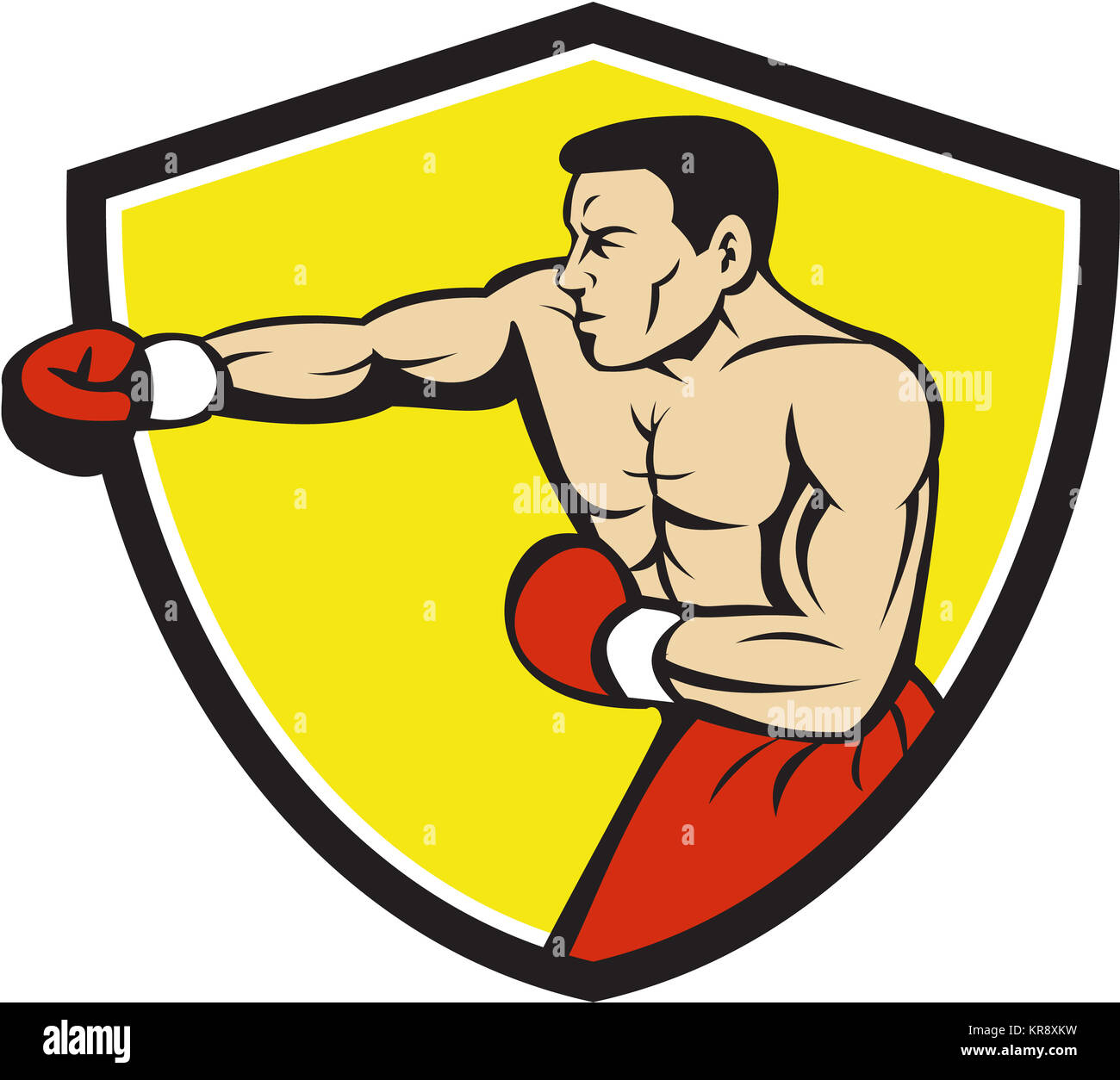 Boxer Jabbing Punching Crest Cartoon Stock Photo - Alamy