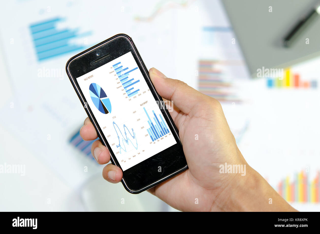 smart phone graph Stock Photo - Alamy