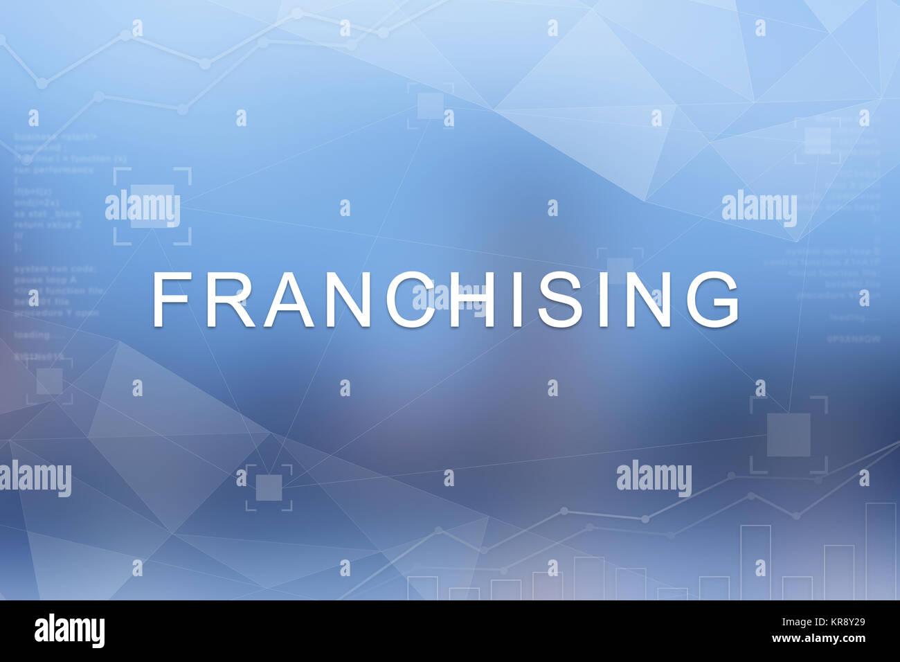 Franchising word on blurred and polygon background Stock Photo - Alamy