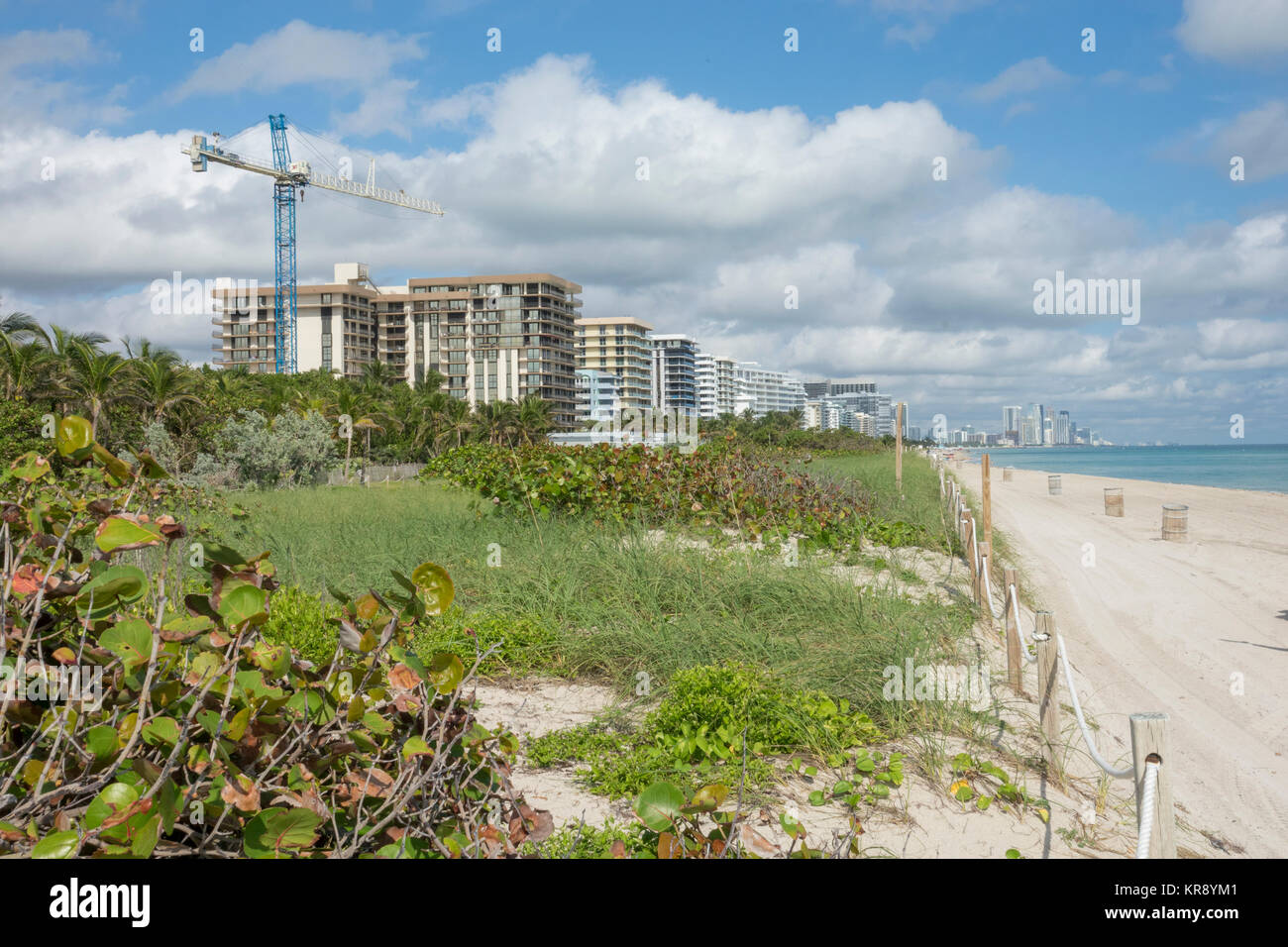 Construction boom crane and high rises at North Miami Beach, Florida ...