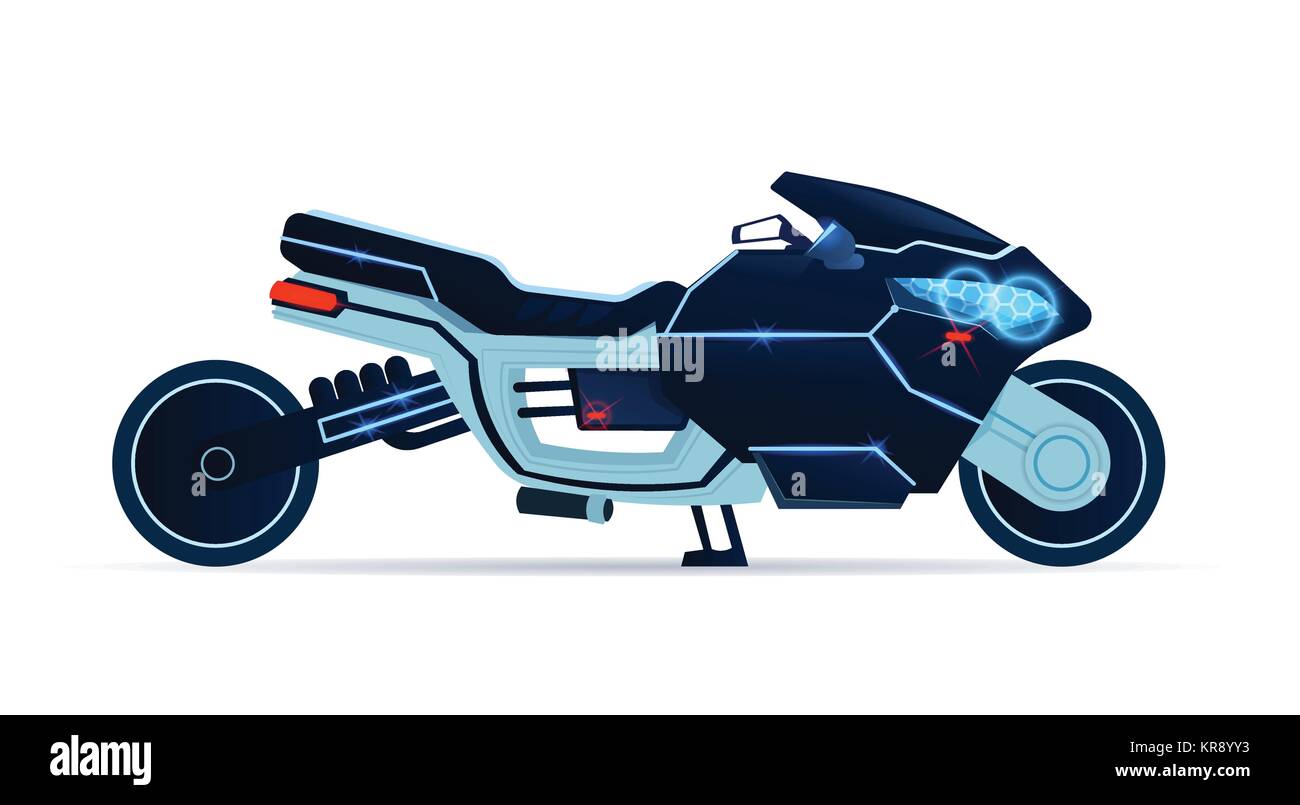 Motorcycle Icon Realistic Blue Sport Motorbike Isolated On While ...