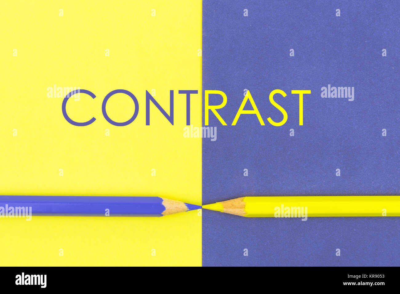 Word CONTRAST written over Yellow and Violet coloured paper Stock Photo ...