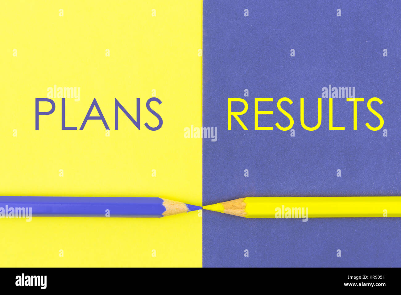 Plans versus Results contrast concept Stock Photo - Alamy