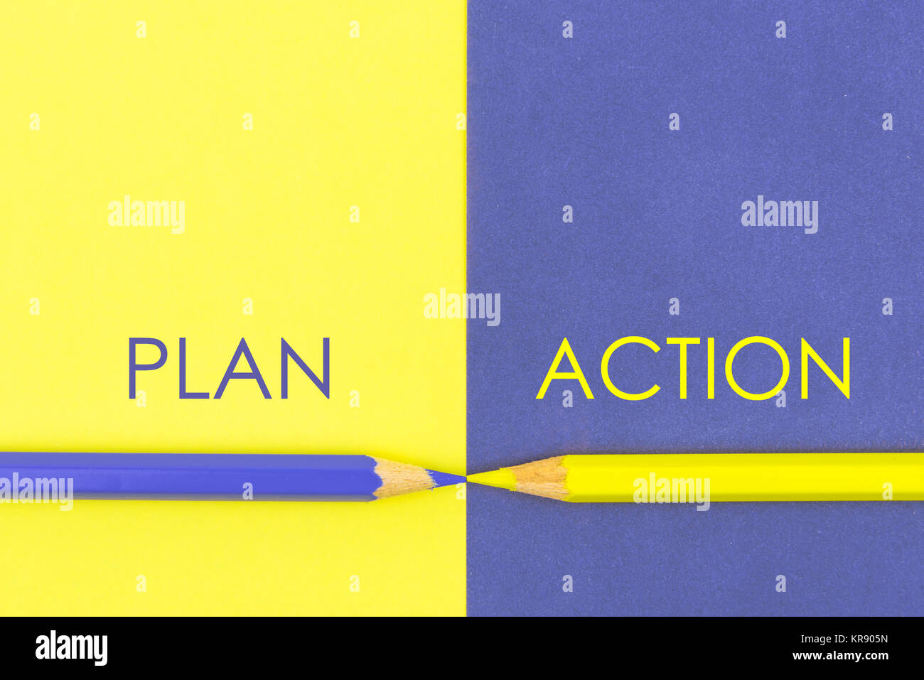 Plan versus Action contrast concept Stock Photo - Alamy