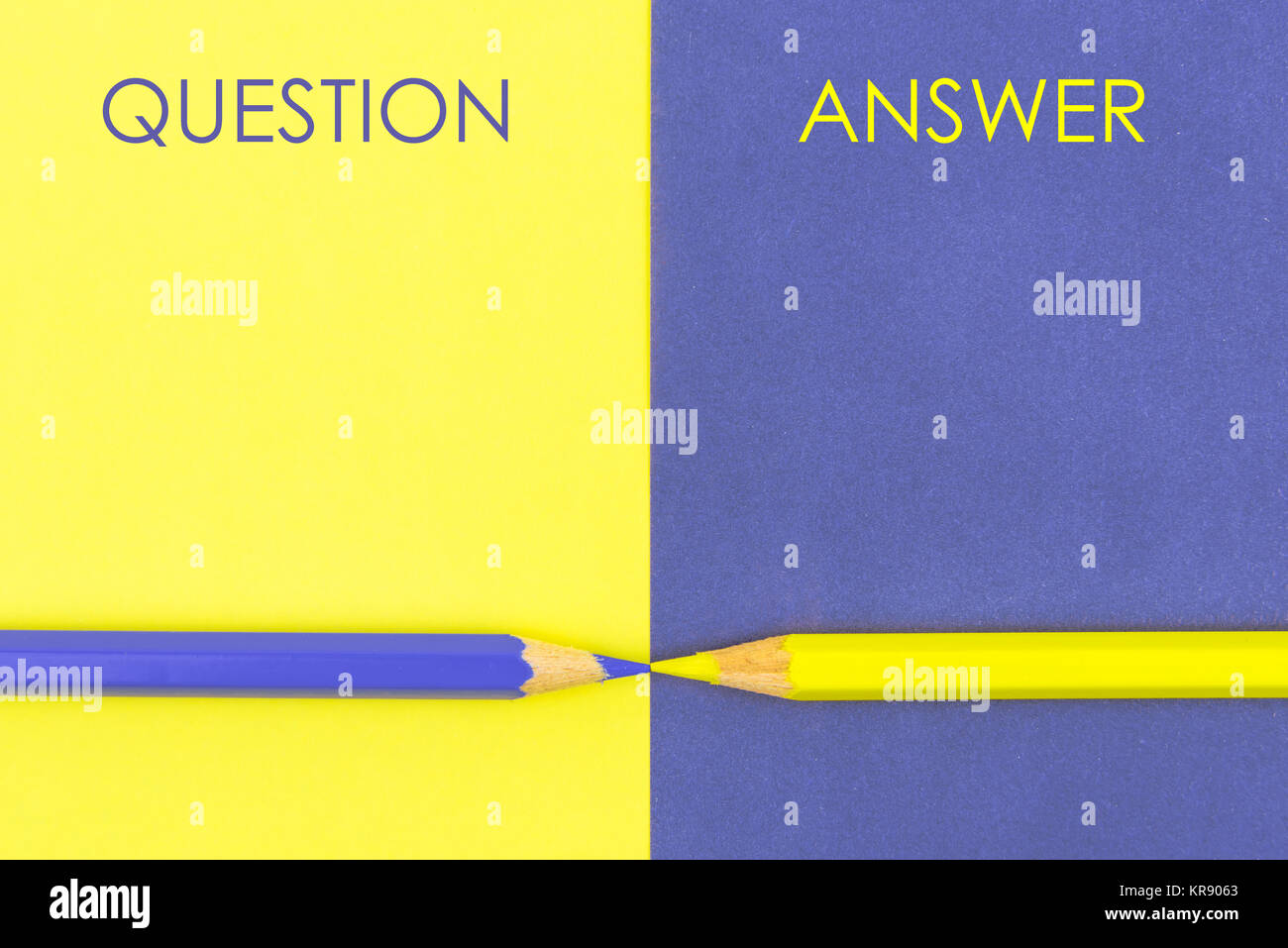 Question versus Answer contrast concept Stock Photo - Alamy
