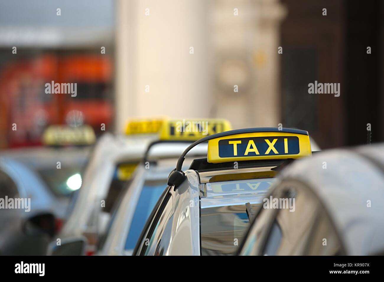 Taxis on a street Stock Photo - Alamy
