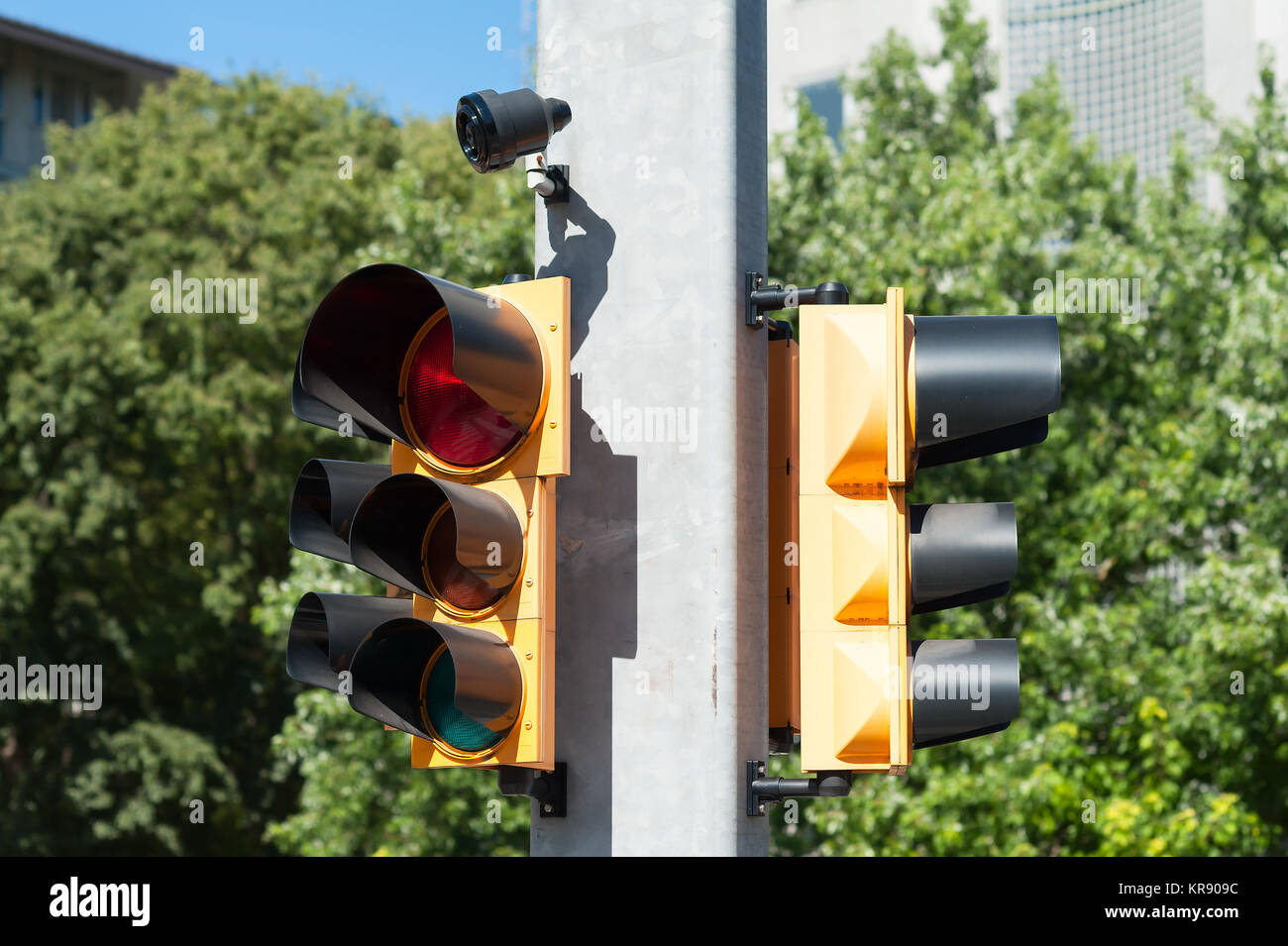 Traffic light with buzzer for walkway of the blind Stock Photo - Alamy