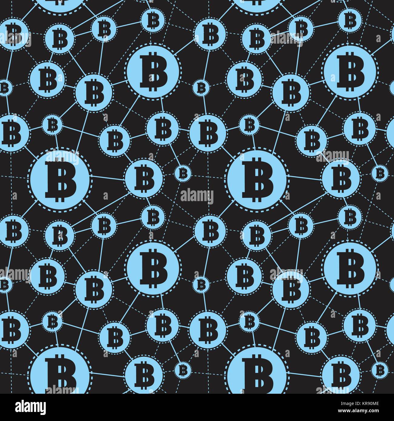 Simple Seamless Pattern Blue Symbols Of Bitcoins On Black Background ...