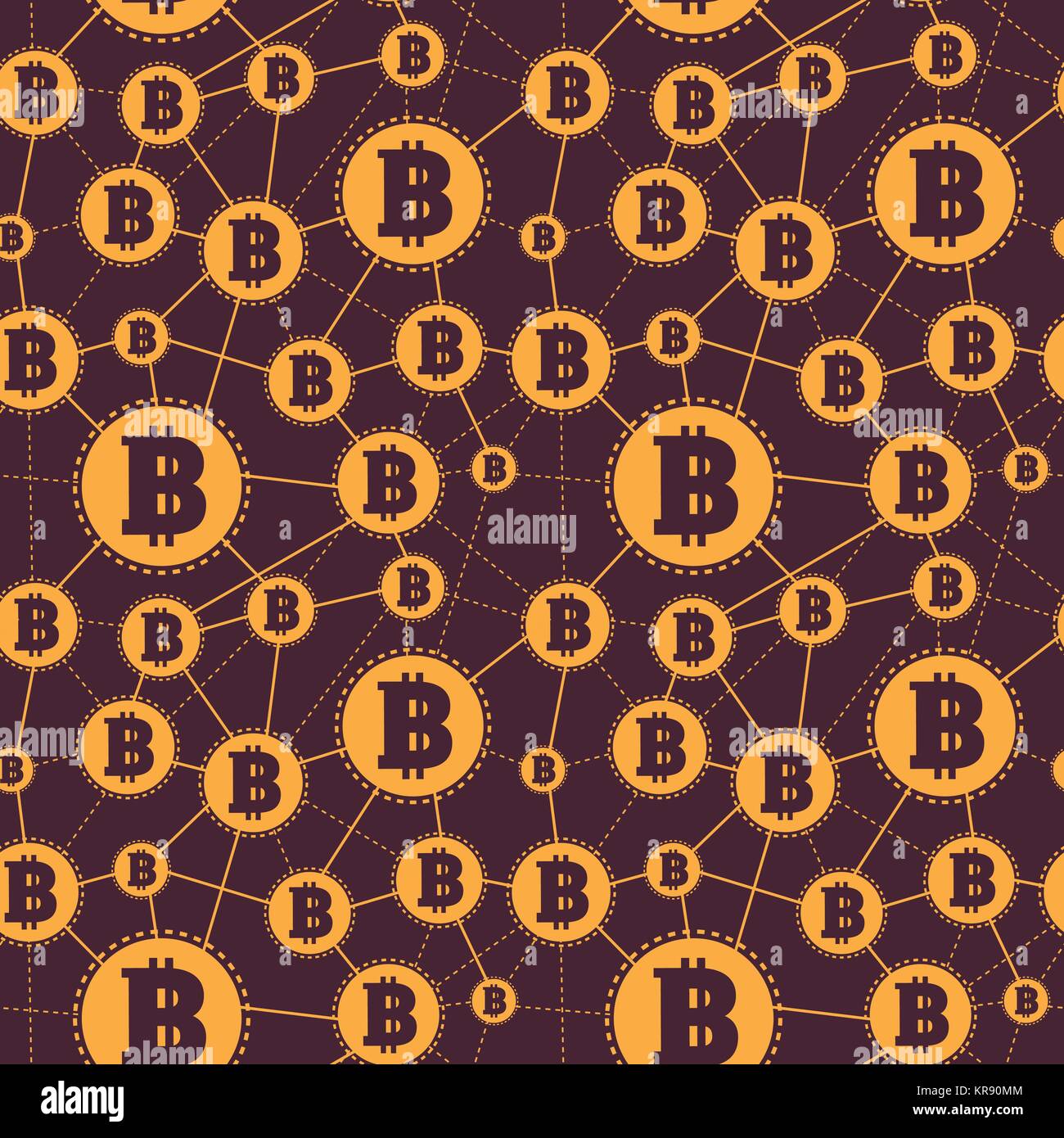 Simple Seamless Pattern Symbols Of Bitcoins On Brown Background Stock ...