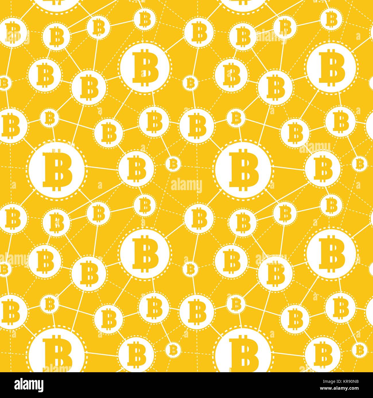 Simple Seamless Pattern Symbols Of Bitcoins On Yellow Background Stock ...