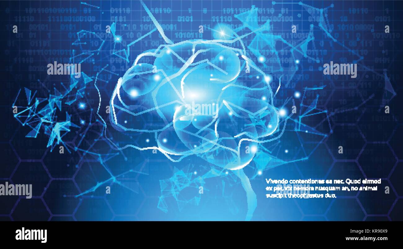 Technology Concept, Digital Brain With Electric Circuit Binary Code ...