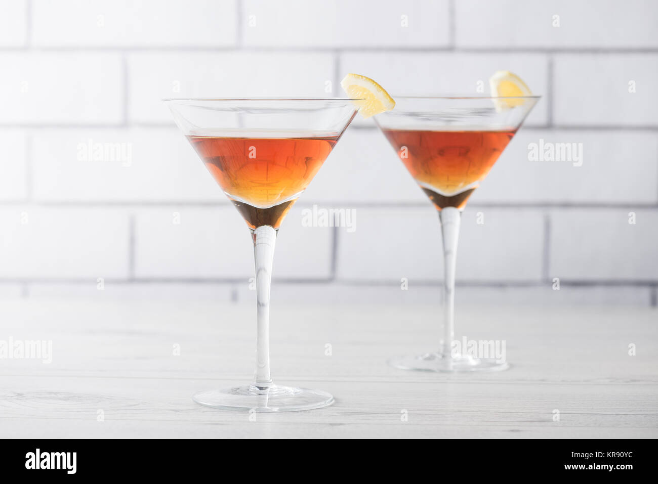 Fresh home made Manhattan cocktails with garnish Stock Photo - Alamy