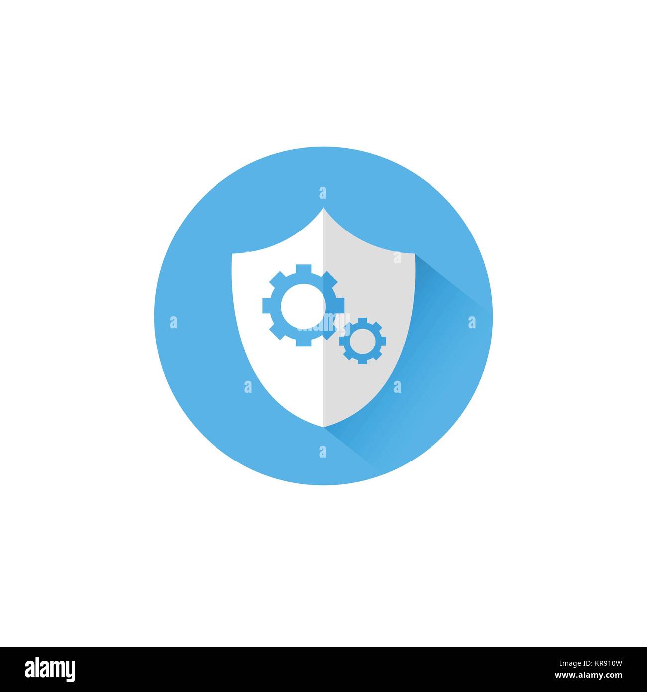 Shield With Cog Wheel Icon Blue Round On White Background Protection ...