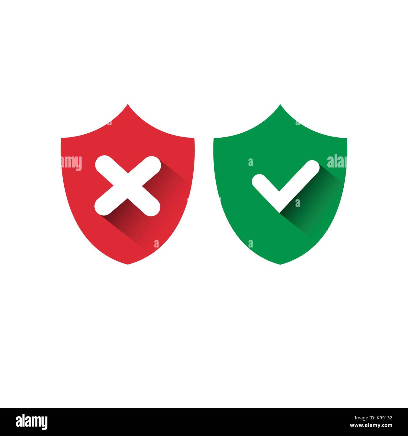 Shield Red And Green Icons Check Mark Protection And Security Concept ...