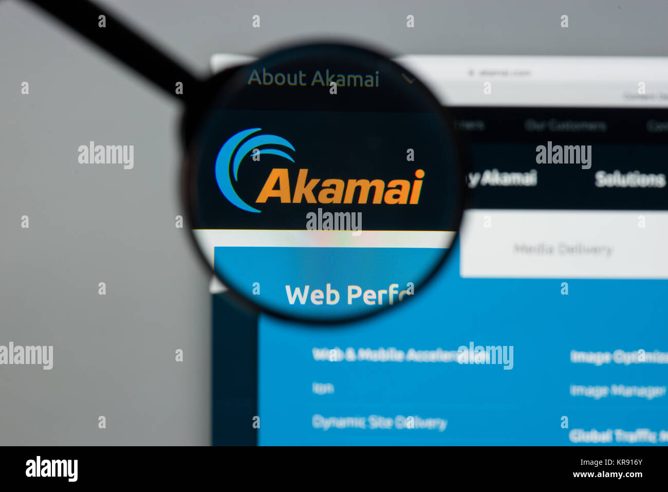 Milan, Italy - August 10, 2017: Akamai Technologies website homepage ...