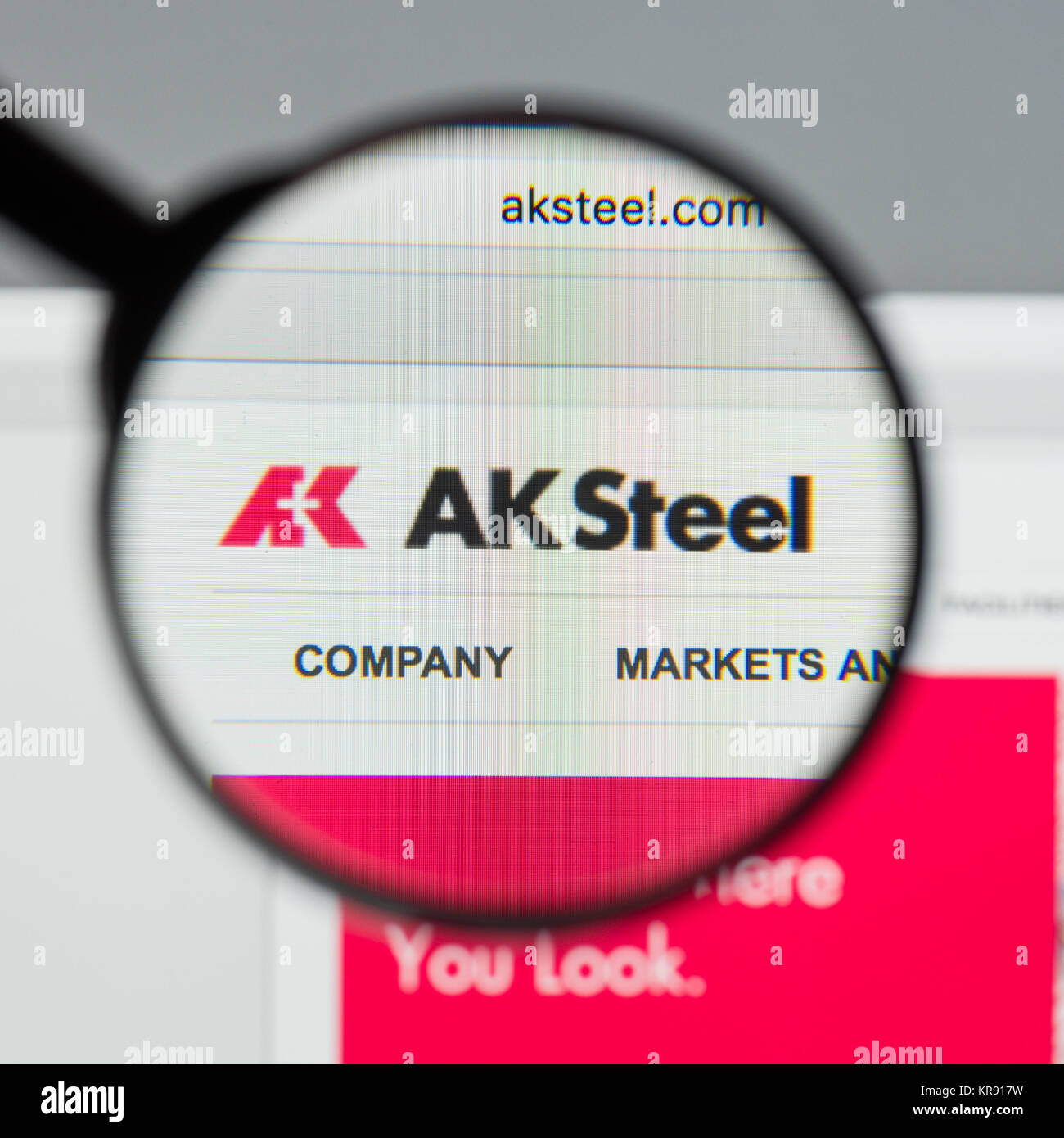 Milan, Italy - August 10, 2017: AK Steel Holding website homepage. It ...