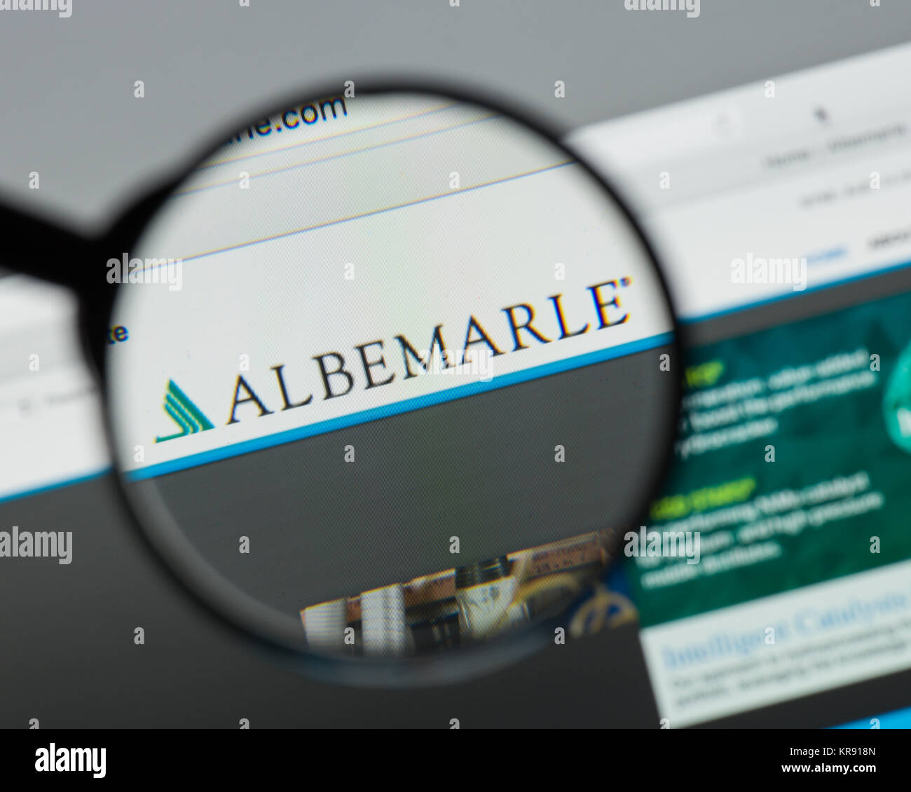 Milan, Italy - August 10, 2017: Albemarle website homepage. It is a ...