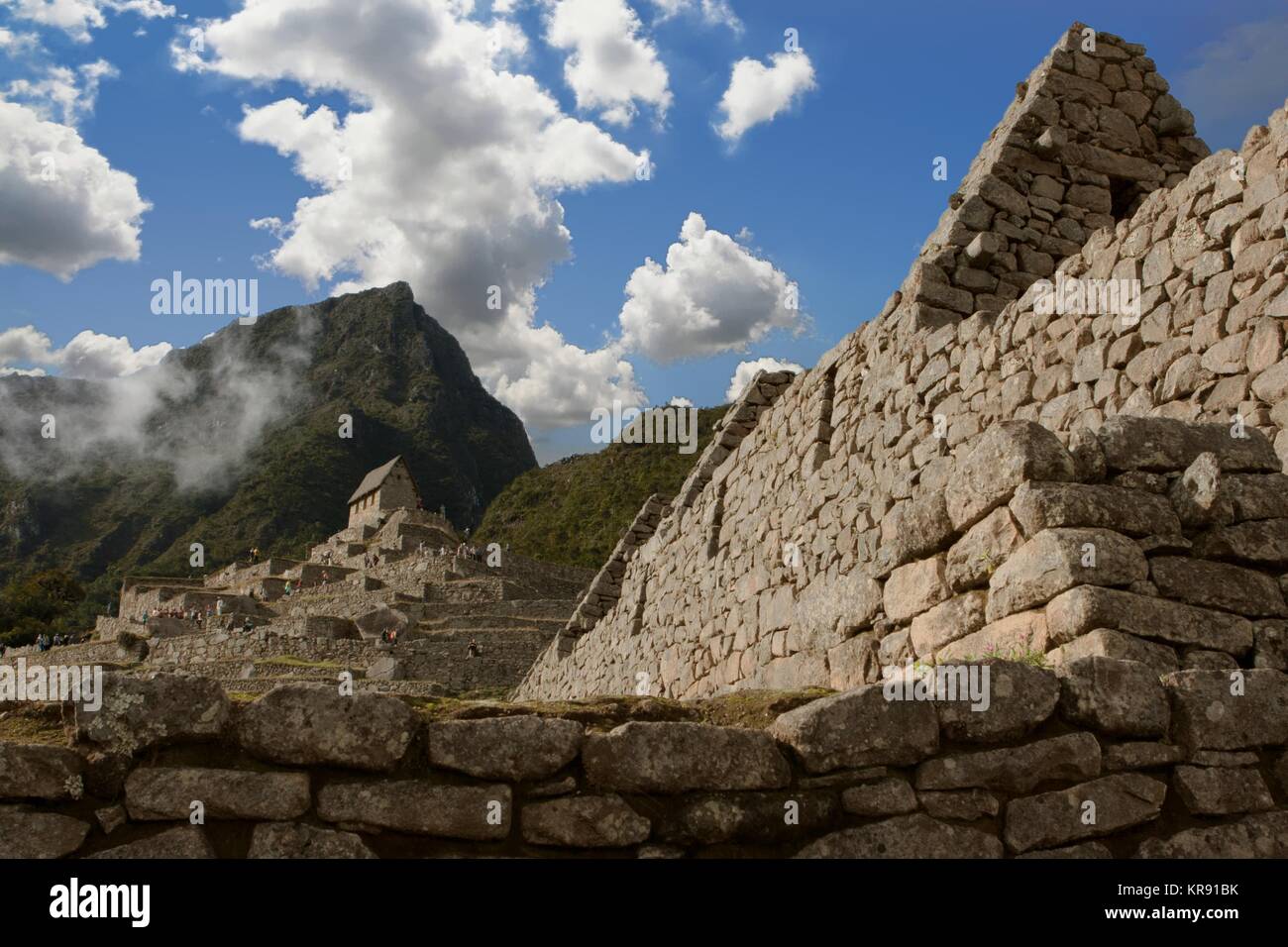 Guardian's house over a blue sky in Machu Picchu, Cuzco, Peru Stock ...