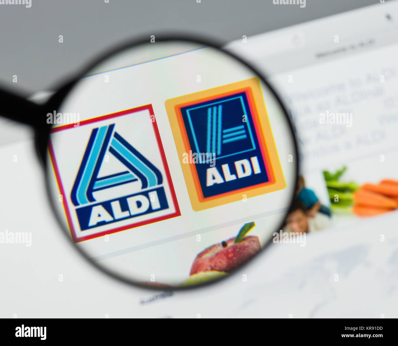 Milan, Italy - August 10, 2017: ALDI website homepage. It is the common ...