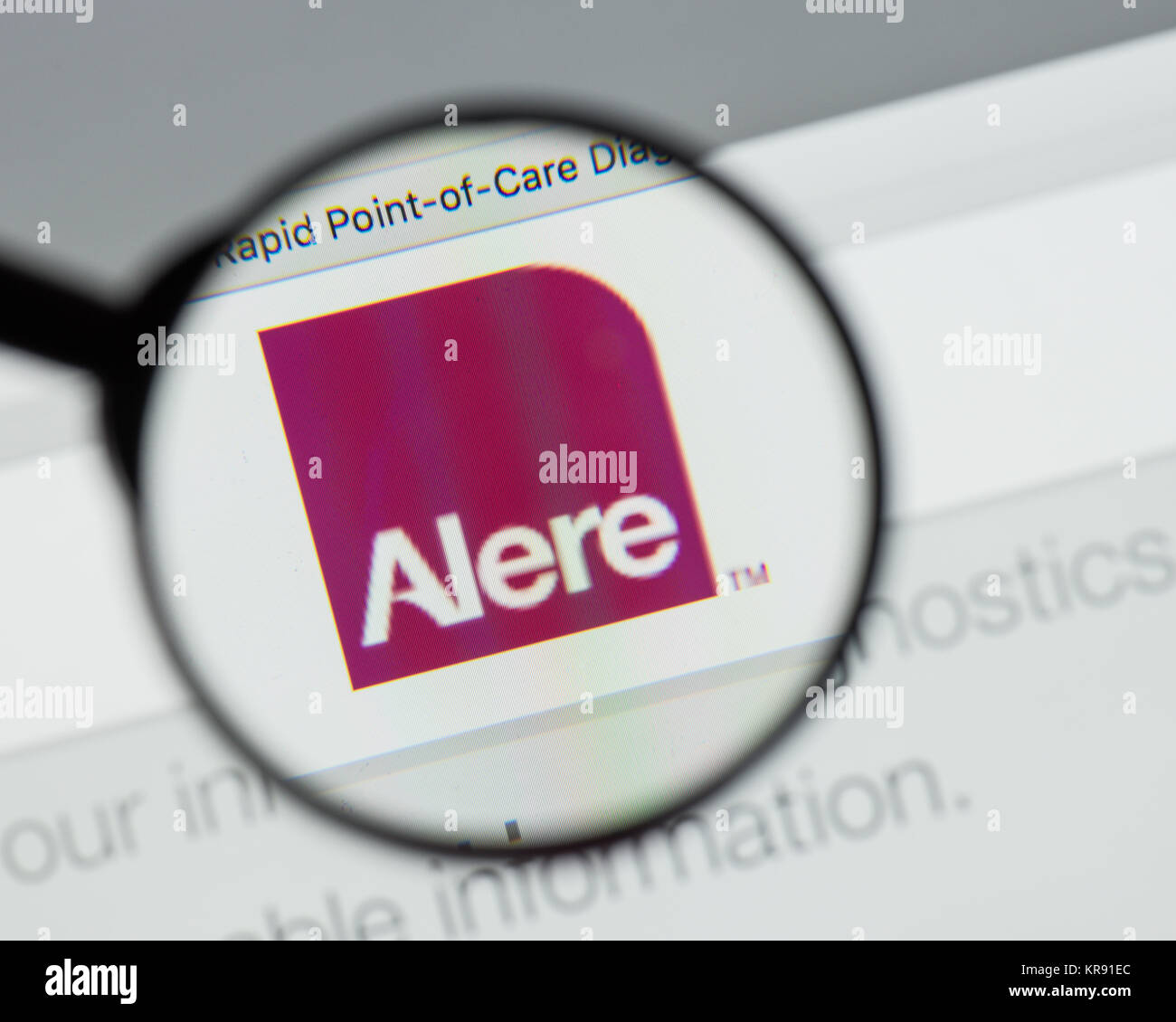 Milan, Italy - August 10, 2017: Alere website homepage. It is a global ...