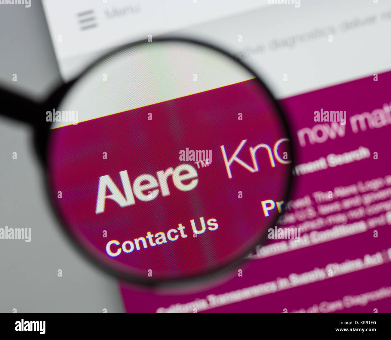 Milan, Italy - August 10, 2017: Alere website homepage. It is a global ...