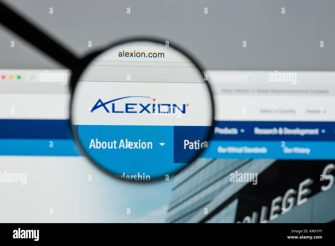 Milan, Italy - August 10, 2017: Alexion Pharmaceuticals website. It is ...