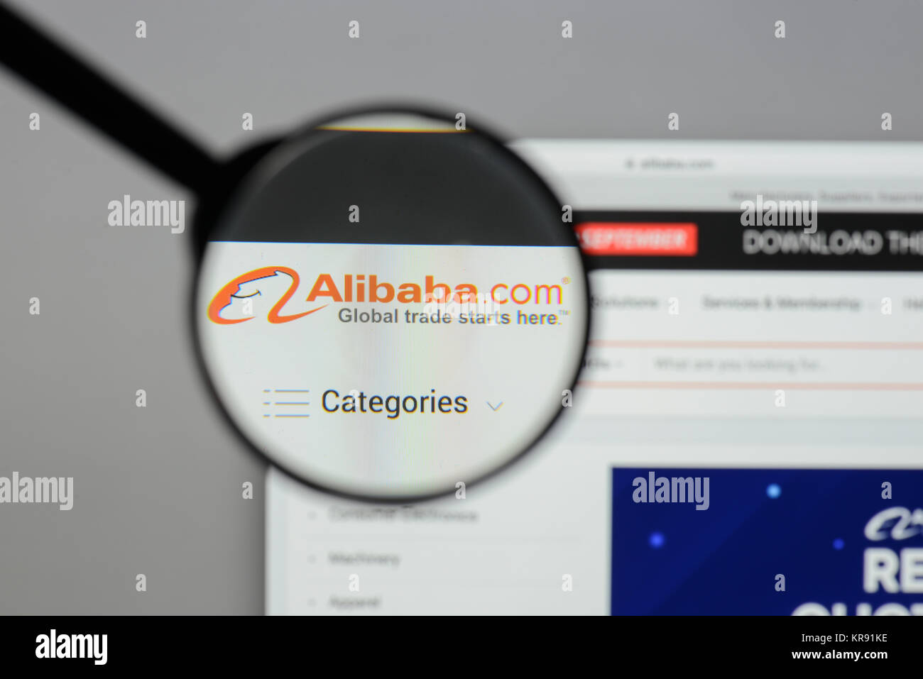 Milan, Italy - August 10, 2017: Alibaba website homepage. It is a ...