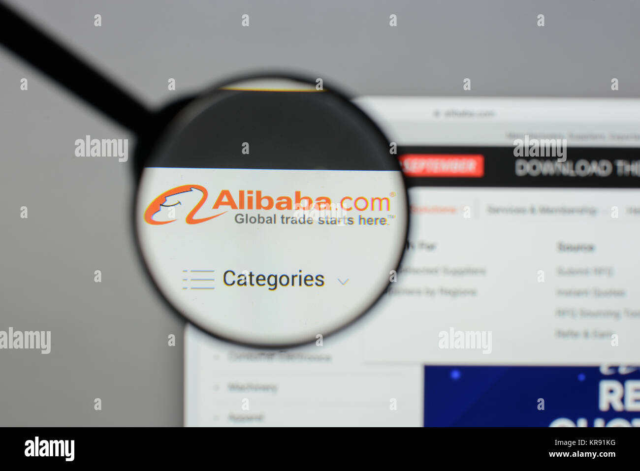 Milan, Italy - August 10, 2017: Alibaba website homepage. It is a ...