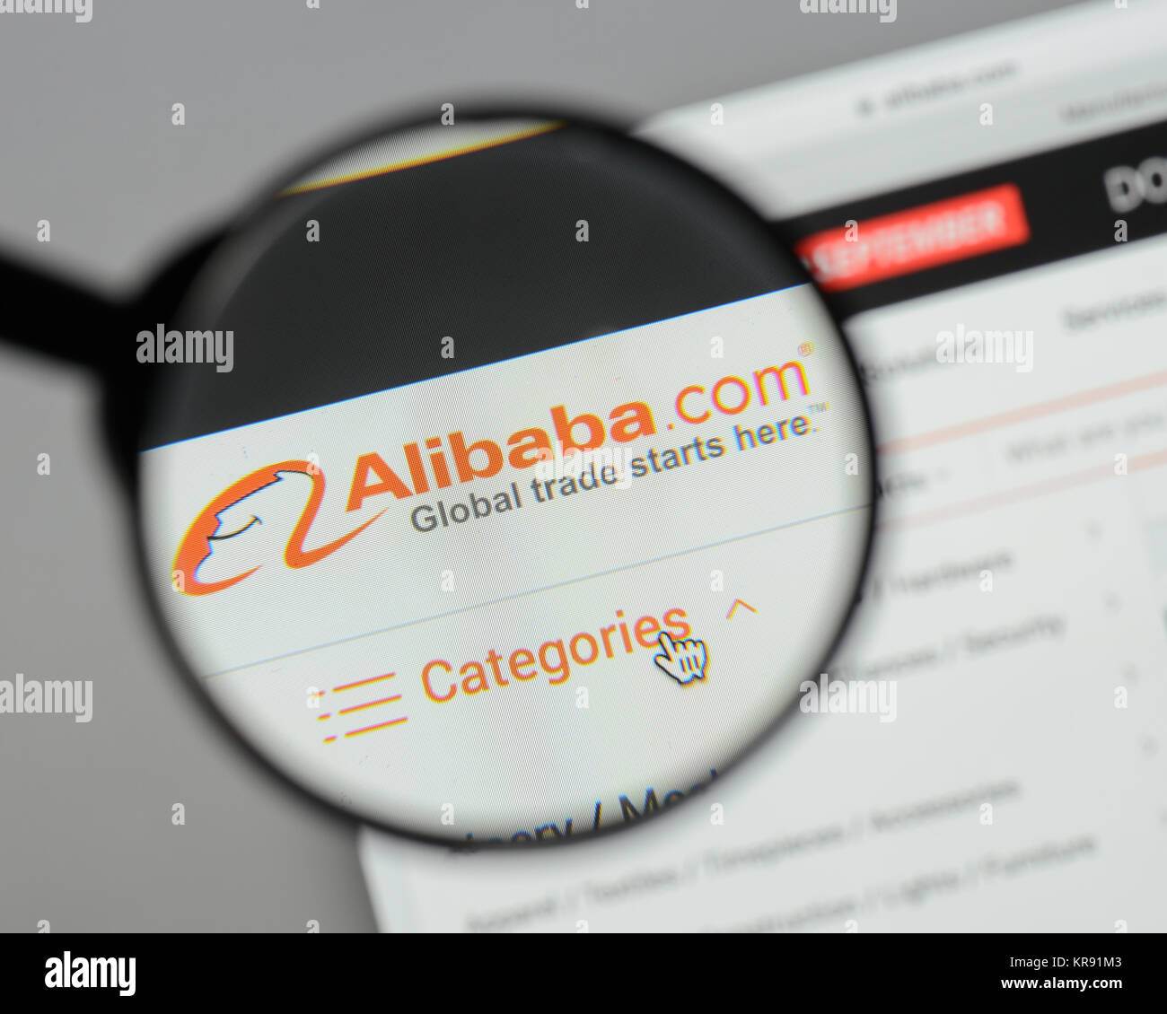 Milan, Italy - August 10, 2017: Alibaba website homepage. It is a ...