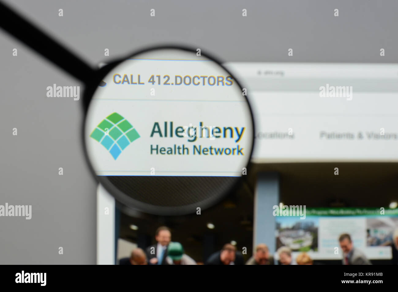 Milan, Italy - August 10, 2017: Allegheny health network website ...