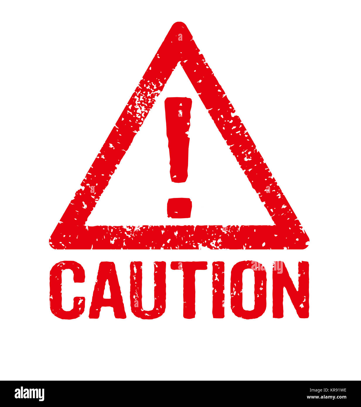 A red stamp on a white background - Caution Stock Photo - Alamy