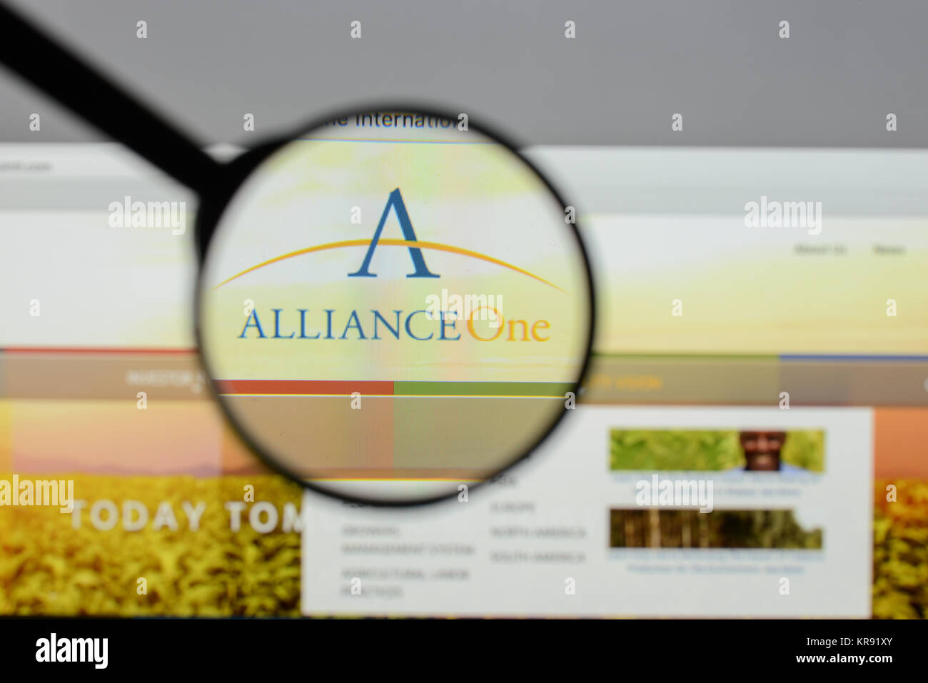 Milan, Italy - August 10, 2017: Alliance One International website ...