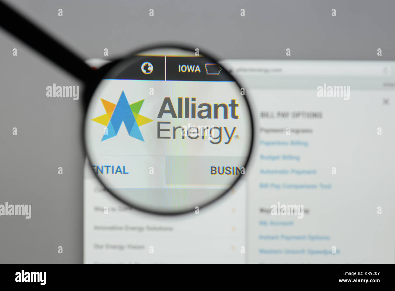 Milan, Italy - August 10, 2017: Alliant Energy website homepage. It is ...