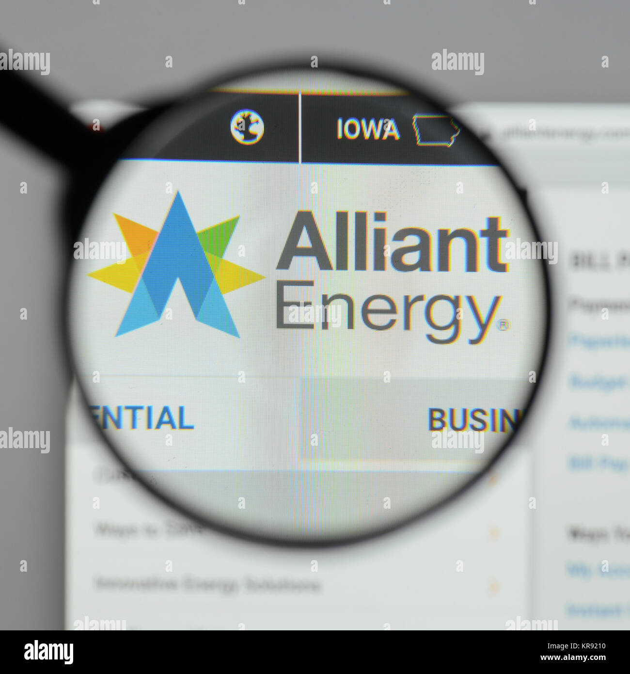 Milan, Italy - August 10, 2017: Alliant Energy website homepage. It is ...