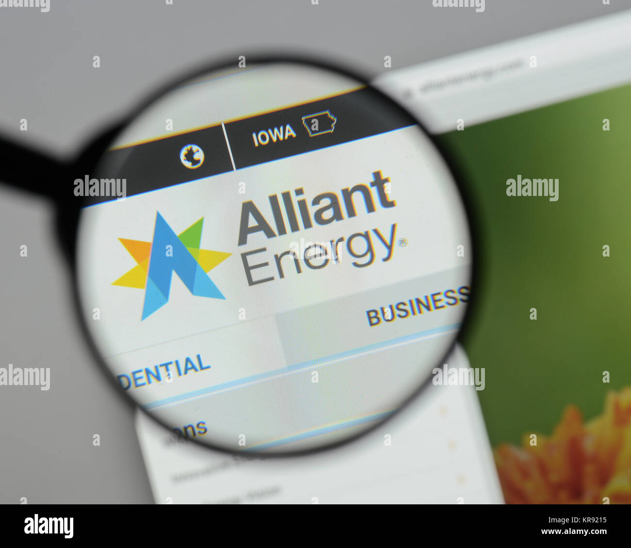 Milan, Italy - August 10, 2017: Alliant Energy website homepage. It is ...