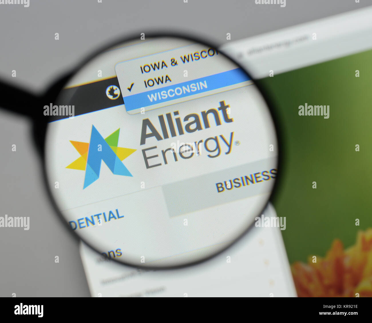 Milan, Italy - August 10, 2017: Alliant Energy website homepage. It is ...