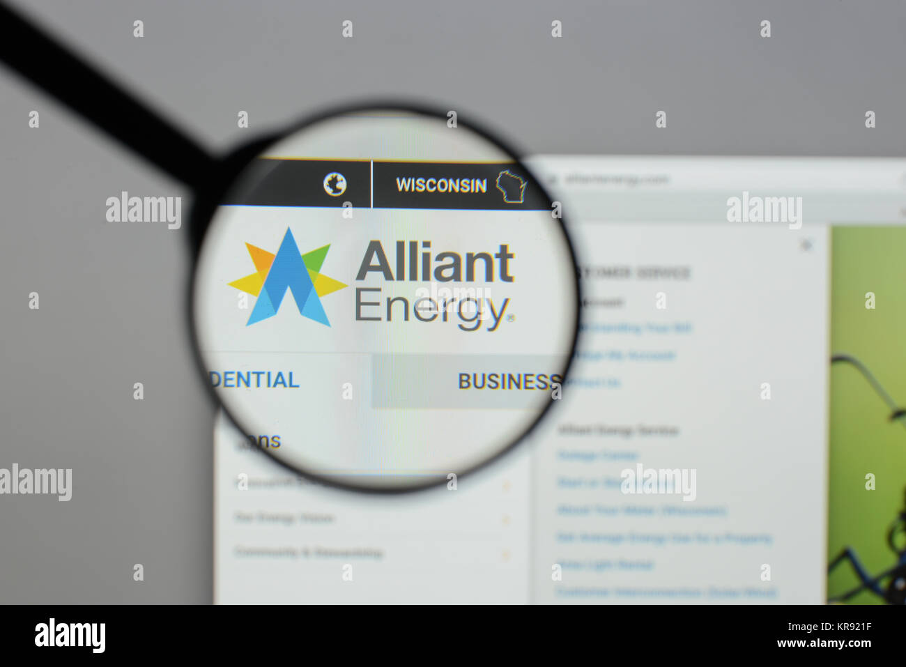 Milan, Italy - August 10, 2017: Alliant Energy website homepage. It is ...