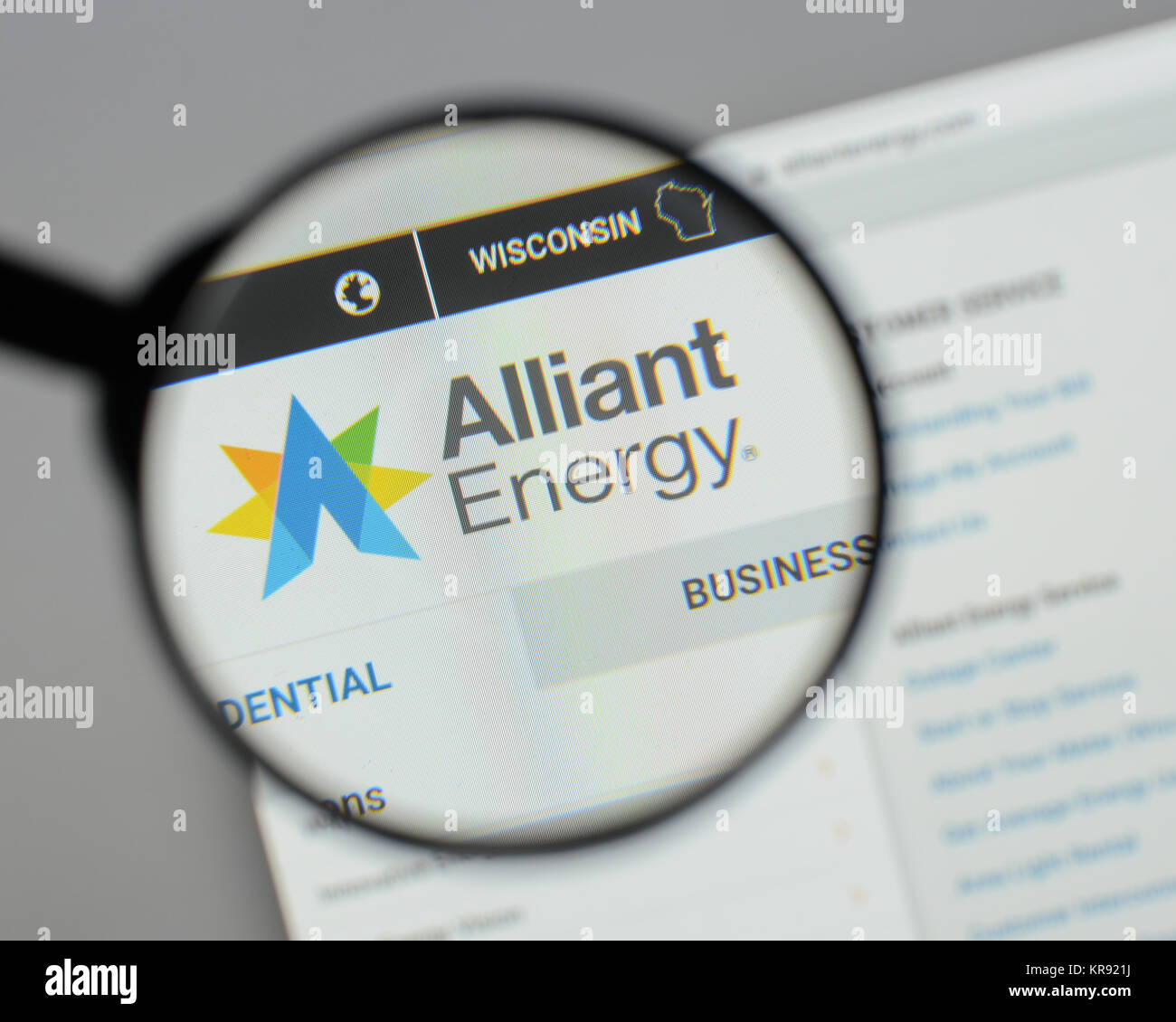 Milan, Italy - August 10, 2017: Alliant Energy website homepage. It is ...